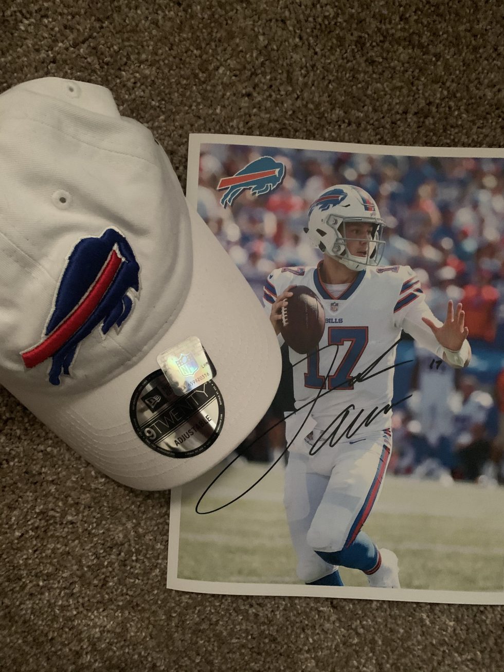 Josh Allen Autographed Picture and Bills Cap | Wyoming Coaches Association